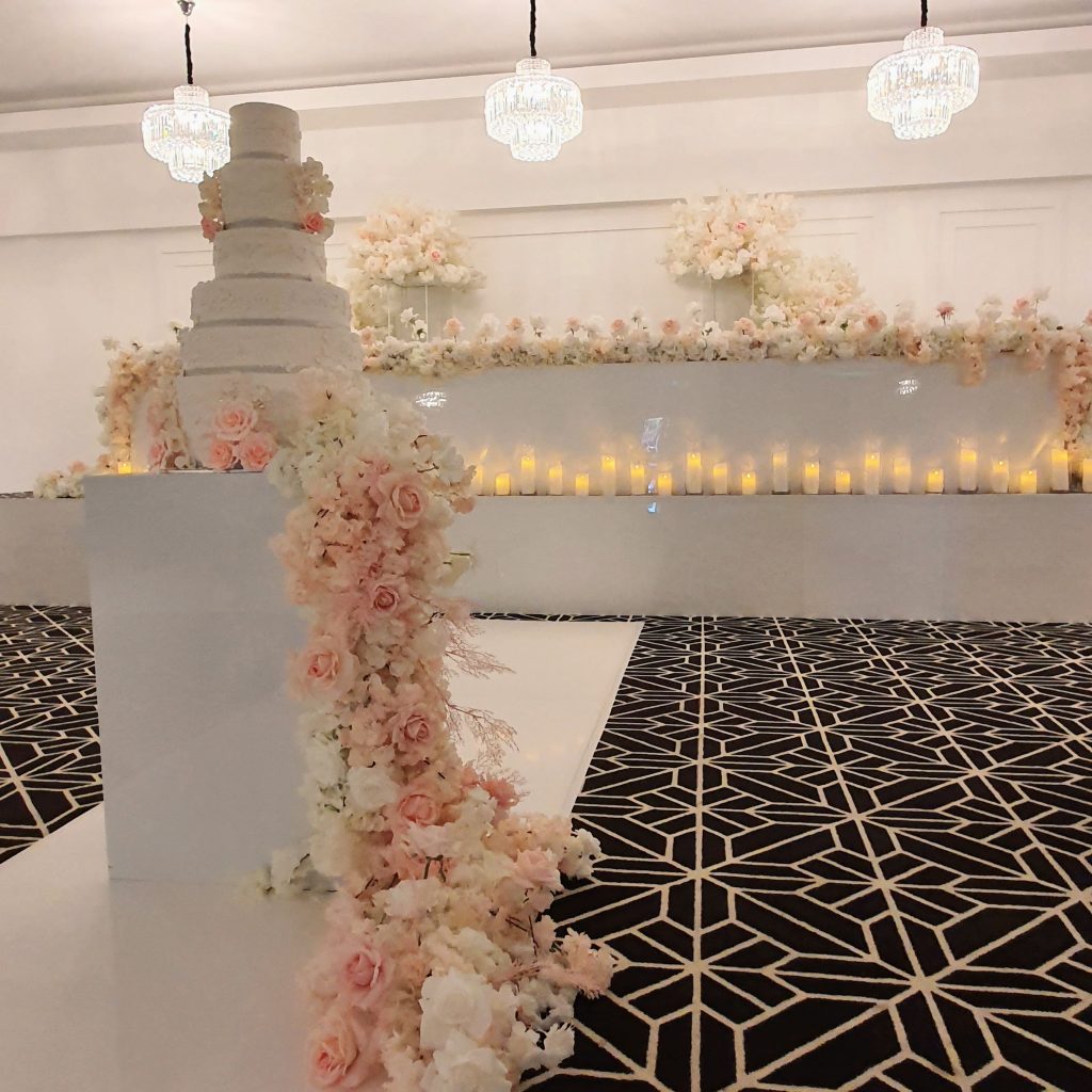 White Acrylic Cake Table Hire Online | Ivory Heart Events